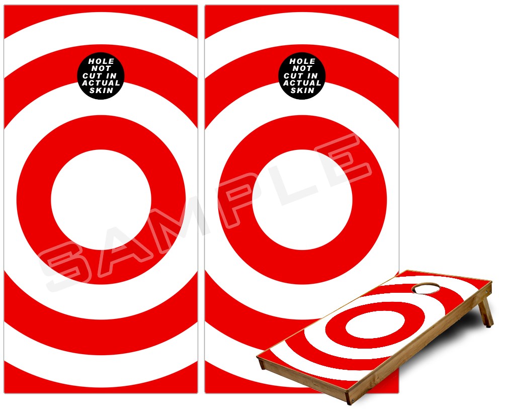 Cornhole Premium Laminated Game Board Skin Wraps Bullseye Red and White ...
