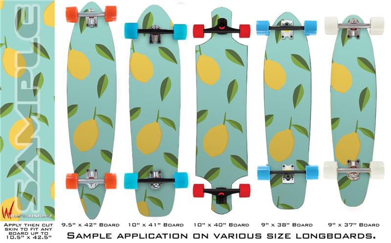 Longboard Skins Lemon Leaves Light Blue | uSkins
