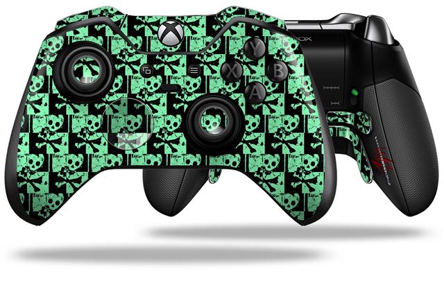 XBOX One Elite Wireless Controller Skins Skull Checker Green | uSkins