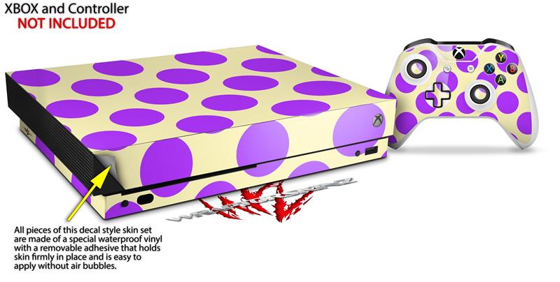 XBOX One X Console Controller Bundle Skins Kearas Polka Dots Purple On ...