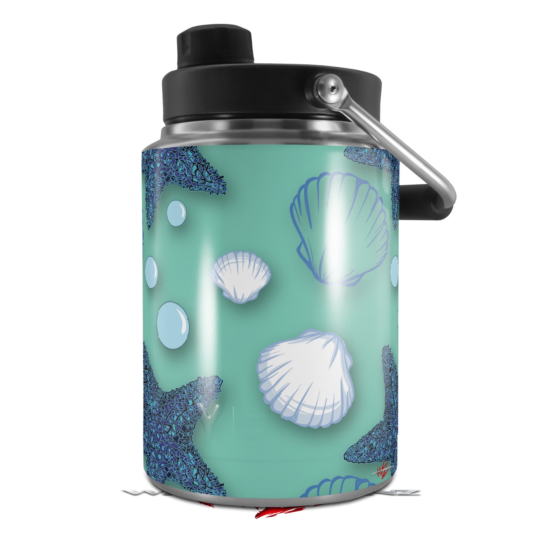 Yeti Half Gallon Jug Starfish and Sea Shells Seafoam Green | uSkins