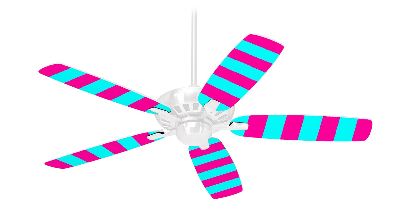 42 inch Ceiling Fan Skins Psycho Stripes Neon Teal and Hot Pink | uSkins