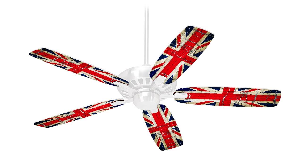 42 inch Ceiling Fan Skins Painted Faded and Cracked Union Jack British ...