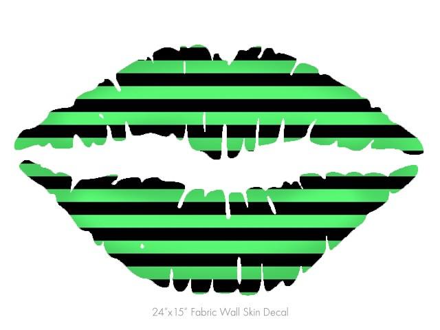 Wall Skins - Lips Stripes Green | uSkins