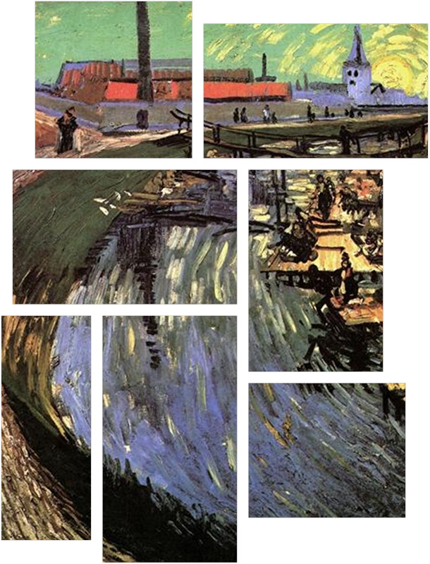 7 Piece Wall Skin Wall Art Vincent Van Gogh Canal With Women Washing ...